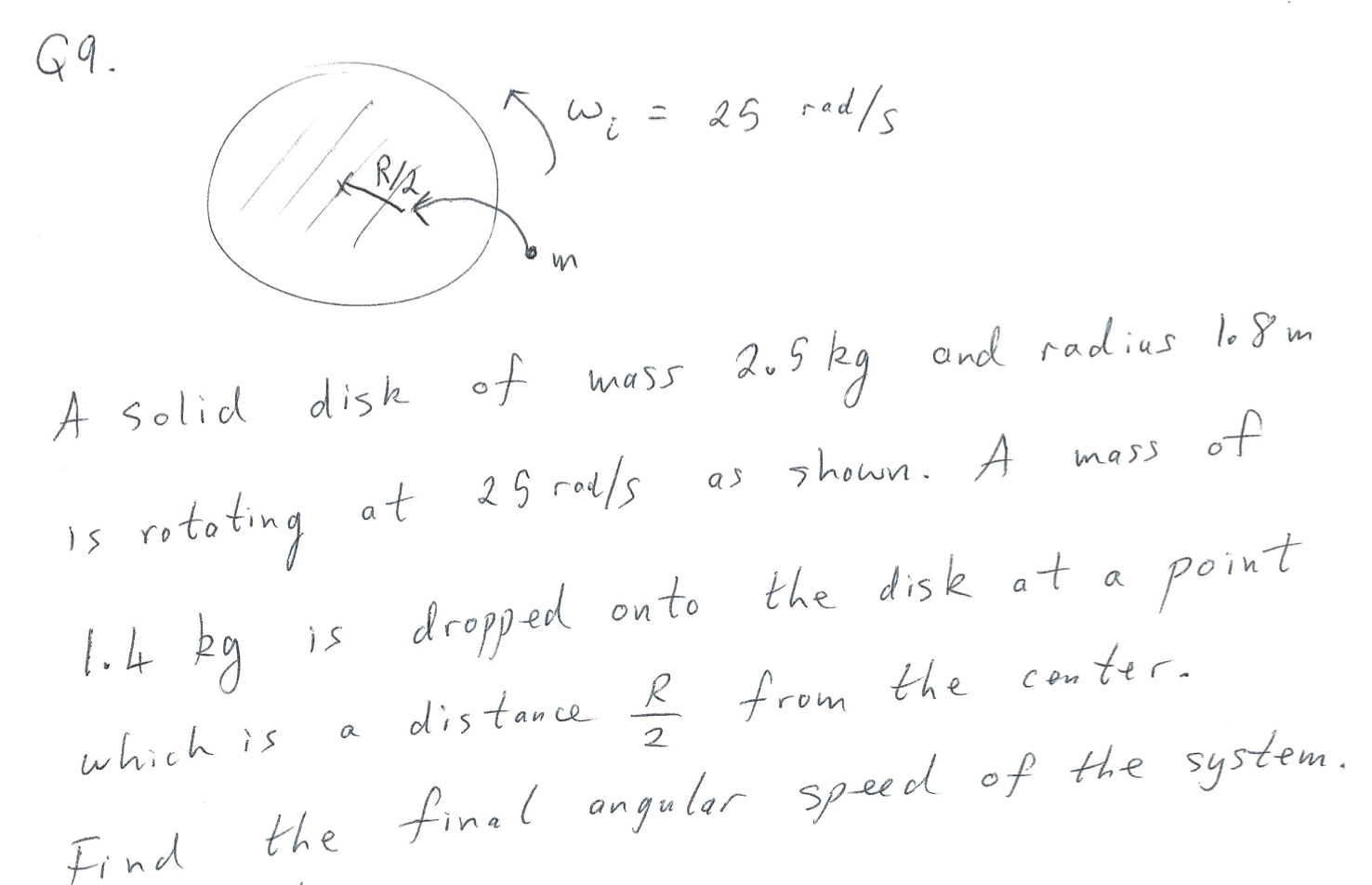 Solved Q8 X M2 mass 50g and radius 25em. and 400g are | Chegg.com