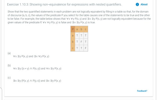 Solved Exercise 1.10.3: Showing non-equivalence for | Chegg.com