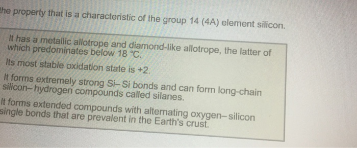 Solved the property that is a characteristic of the group 14 | Chegg.com