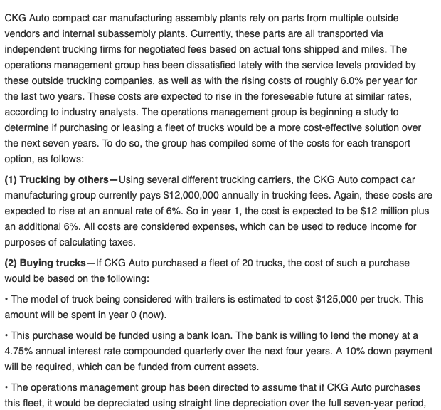 CKG Auto compact car manufacturing assembly plants | Chegg.com