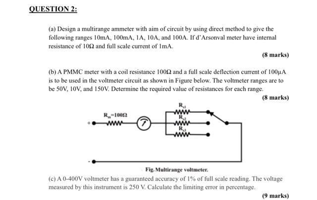 Solved (a) Design a multirange ammeter with aim of circuit | Chegg.com