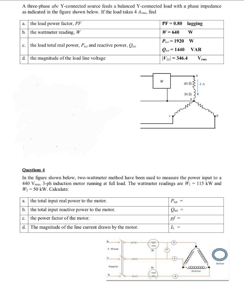 Solved A three-phase abc Y-connected source feeds a balanced | Chegg.com
