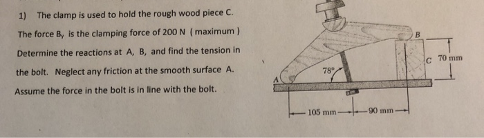 Solved 1) The clamp is used to hold the rough wood piece C. | Chegg.com