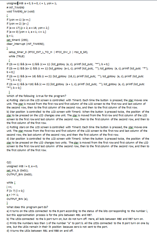 Questions were given according to the c program. Mark | Chegg.com