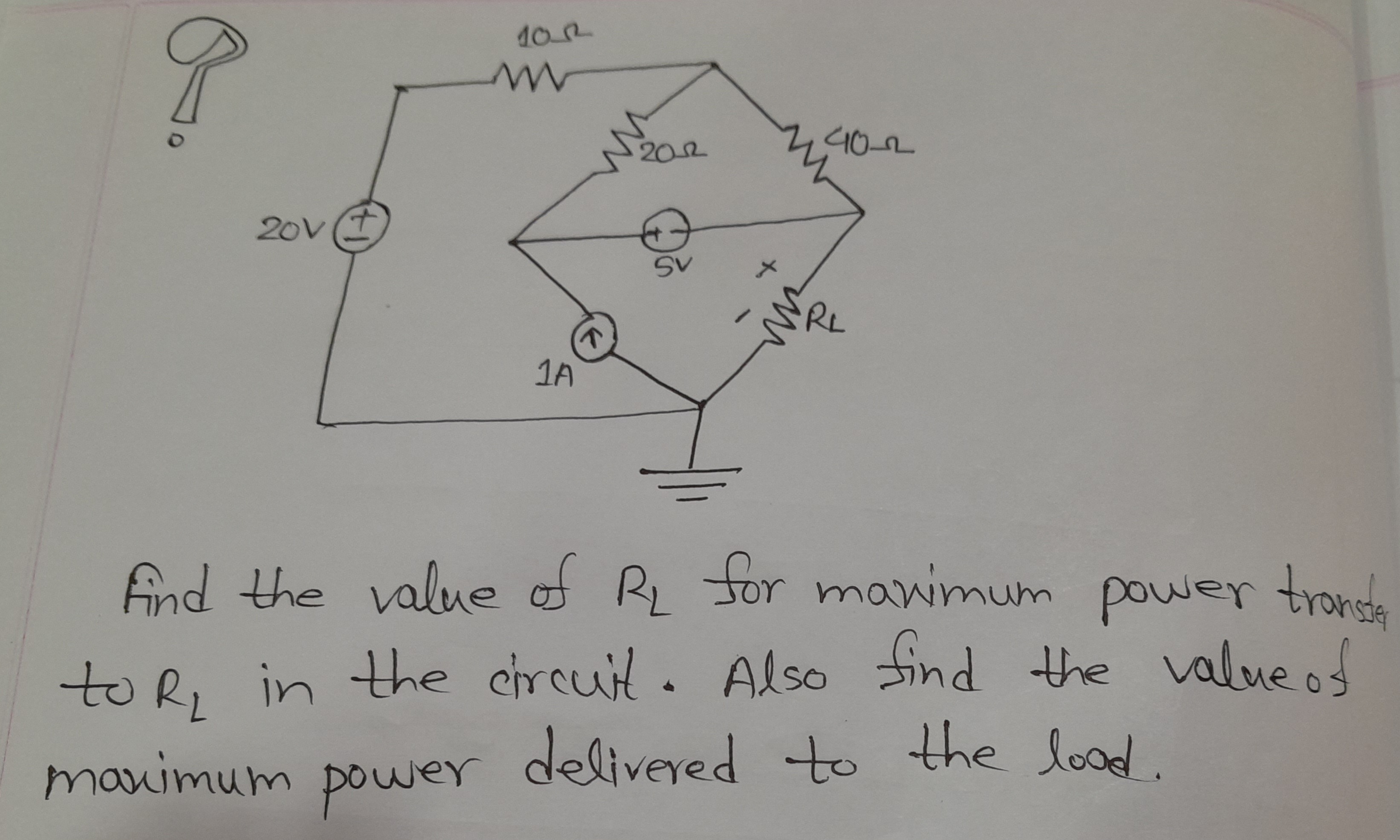 Solved Find the value of RL for maximum power transie to RL | Chegg.com