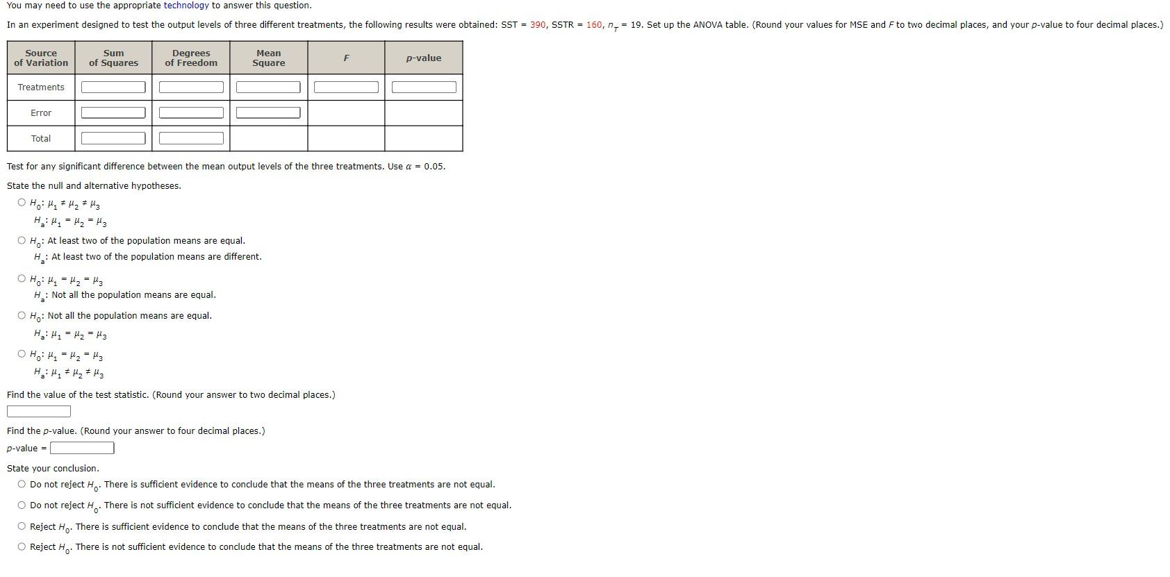 Solved Test for any significant difference between the mean | Chegg.com