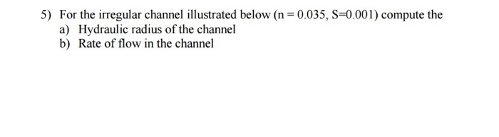 Solved 5) For the irregular channel illustrated below (n | Chegg.com