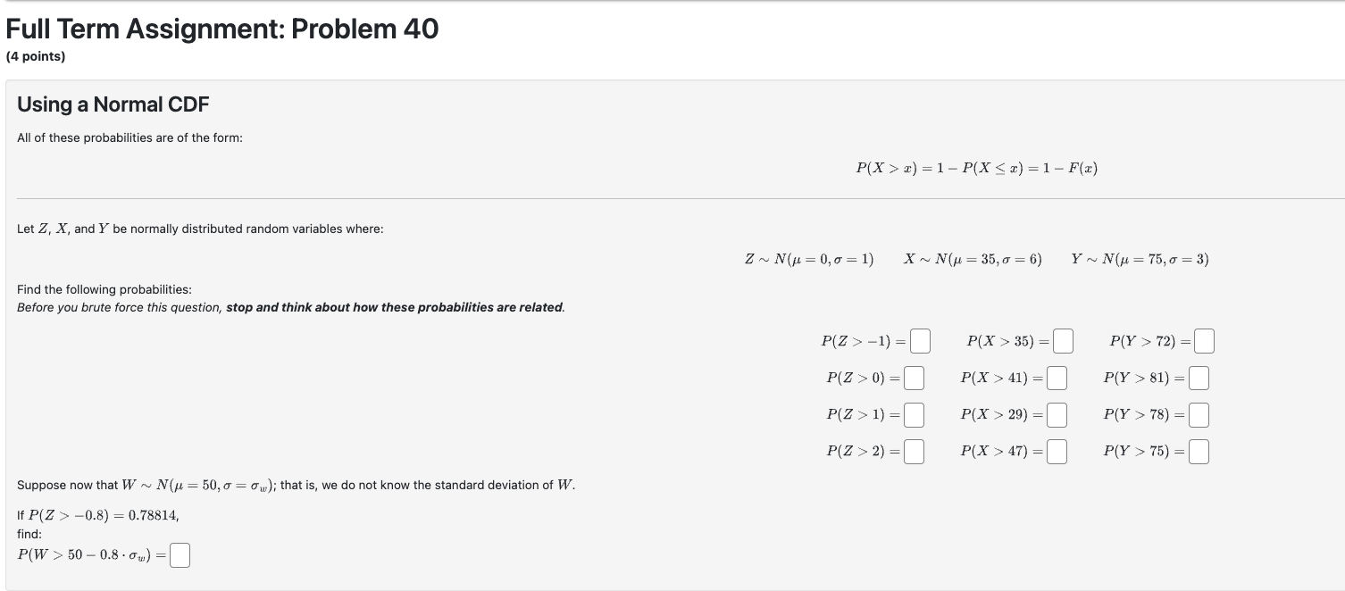 Solved Full Term Assignment: Problem 40 (4 points) Using a | Chegg.com