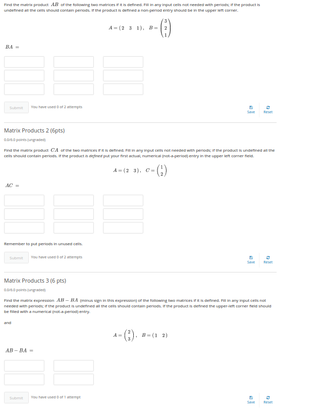 Solved Find the matrix product AB of the following two | Chegg.com