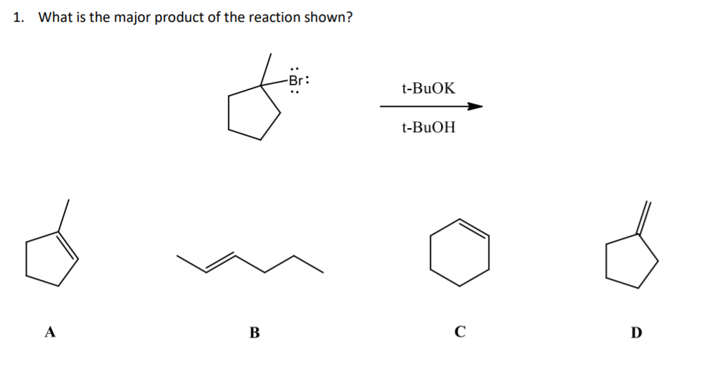 Solved 1. What is the major product of the reaction shown? | Chegg.com