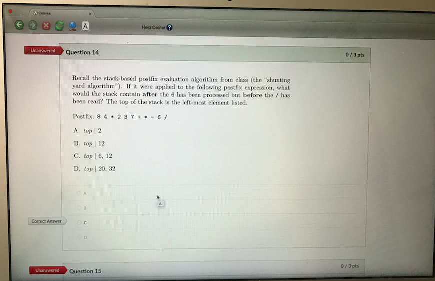 Solved Carrvas Help Center。 Question 14 0/3 pts Recall the | Chegg.com