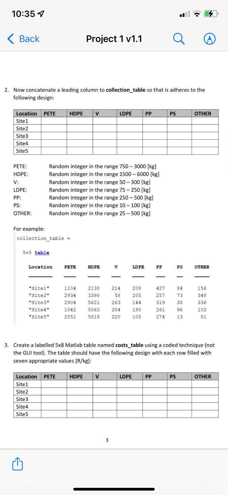 Project 1 Assessment RubricIn a well described Matlab | Chegg.com