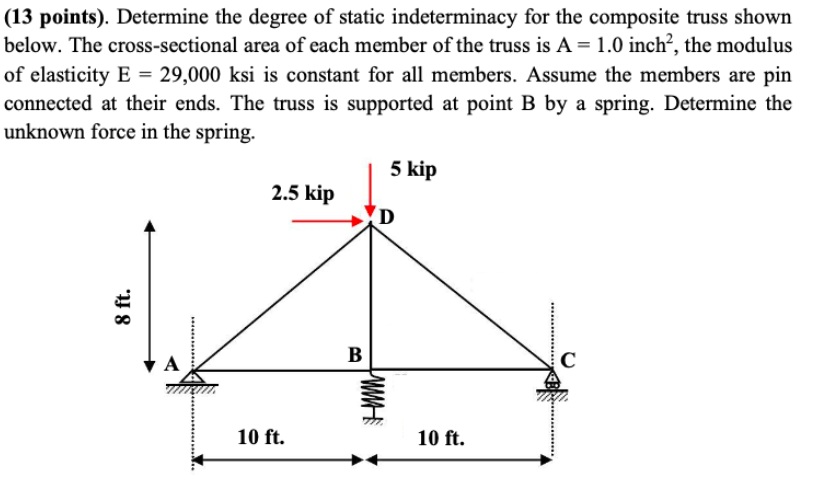 Solved (13 points). Determine the degree of static | Chegg.com