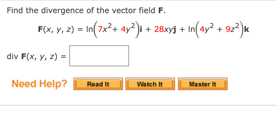 Solved Find the divergence of the vector field F. F(x, y, z) | Chegg.com