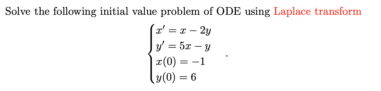 Solved Solve the following initial value problem of ODE | Chegg.com