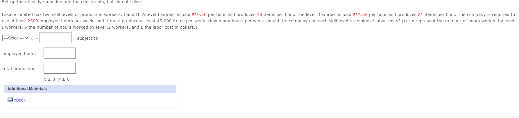 Solved Set up the objective function and the constraints, | Chegg.com