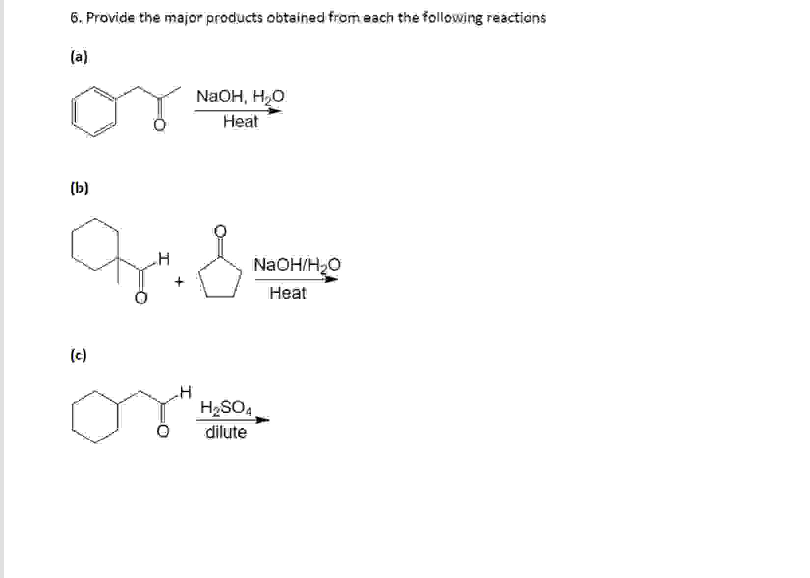 Solved Provide the major products obtained from each the | Chegg.com