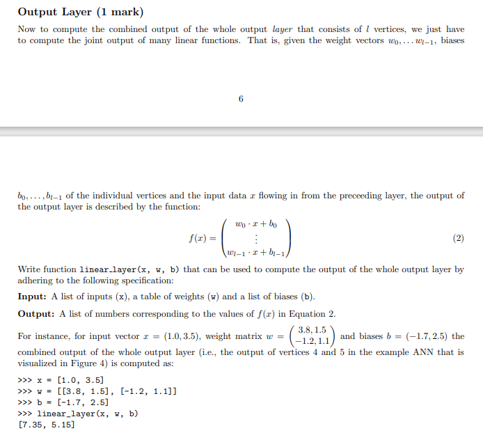 Solved Output Layer (1 mark) Now to compute the combined | Chegg.com