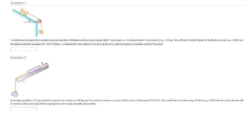 Solved Question 1 Two blocks are arranged with a massless | Chegg.com