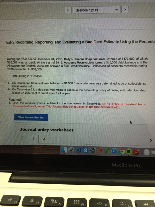 Solved Question 7 (of ) E8-3 Recording, Reporting, and | Chegg.com
