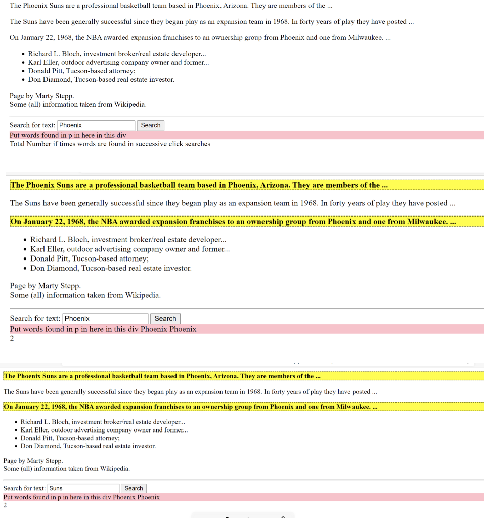 Solved HTML Modify the attached word search application, | Chegg.com