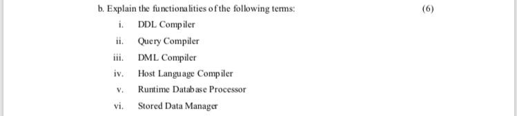 Solved b. Explain the functionalities of the following | Chegg.com