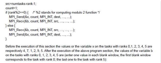 Solved The following program section is executed by 6 tasks. | Chegg.com