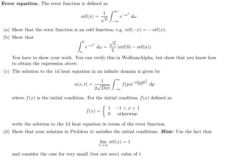 Solved Error equation. The error function is defined as | Chegg.com