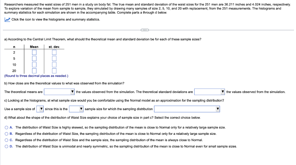 summary statistics for each simulation are shown in | Chegg.com