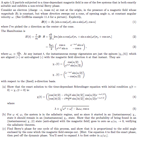 Solved A spin-1/2 particle subjected to a time-dependant | Chegg.com