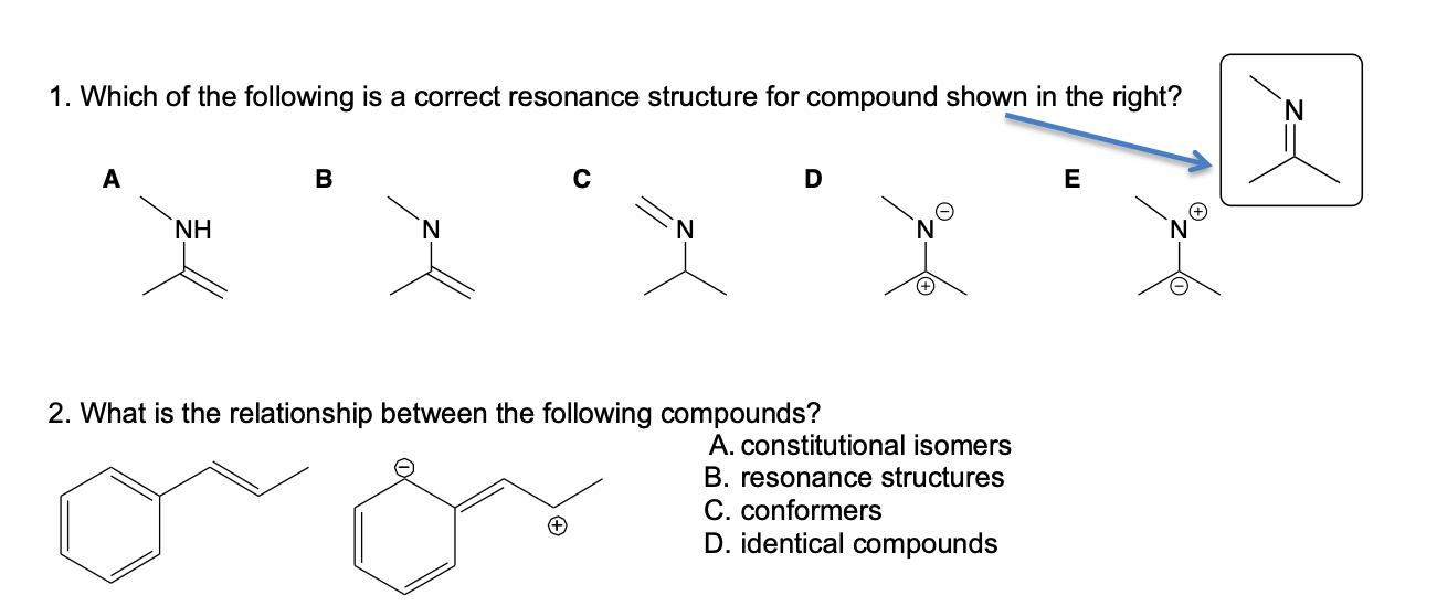 Solved 1. Which of the following is a correct resonance | Chegg.com