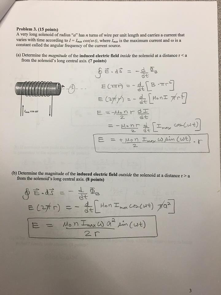 Solved Problem 3. (15 points) A very long solenoid of radius | Chegg.com
