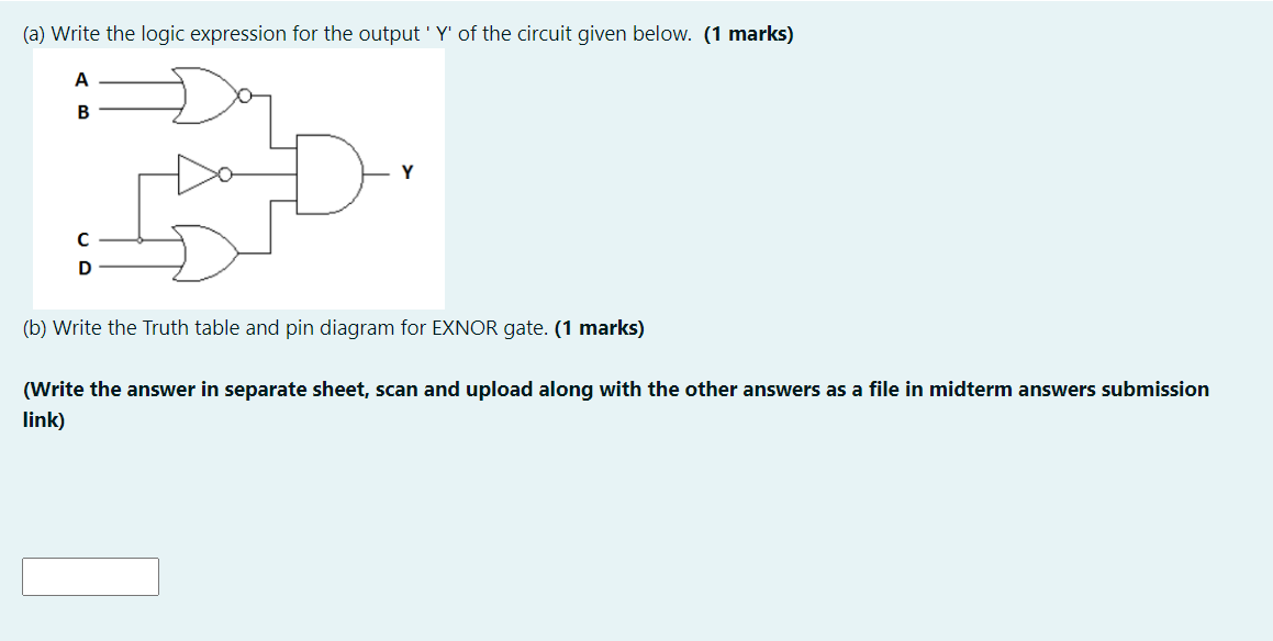 Solved (a) Write the logic expression for the output 'Y' of | Chegg.com