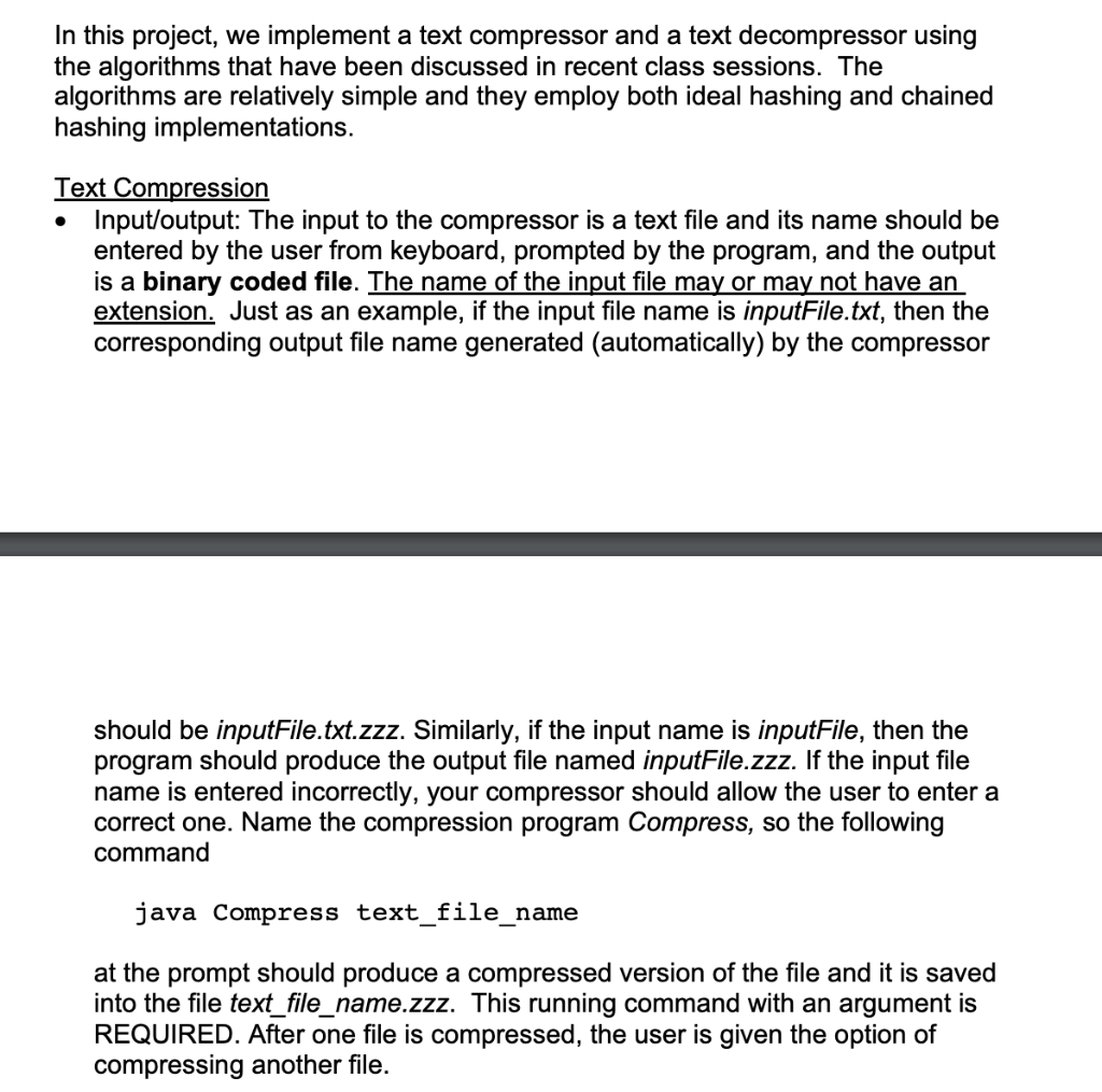 Solved In this project, we implement a text compressor and a | Chegg.com