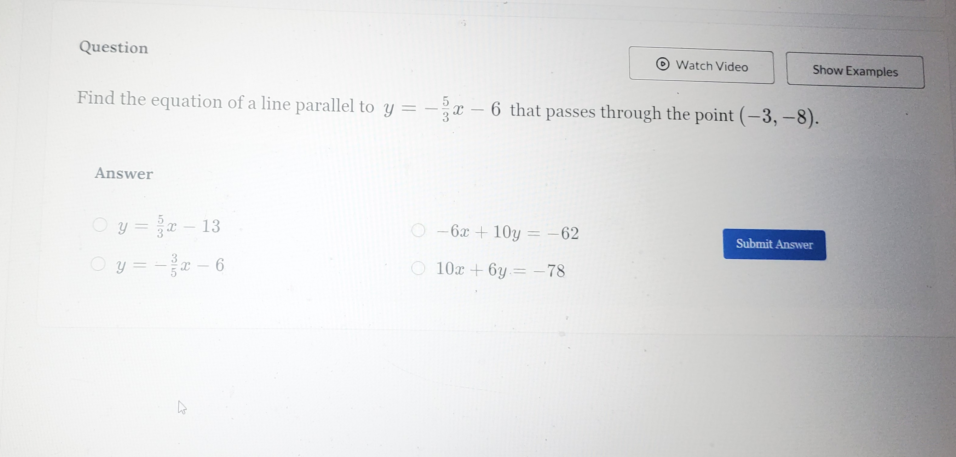 Solved QuestionFind the equation of a line parallel to | Chegg.com