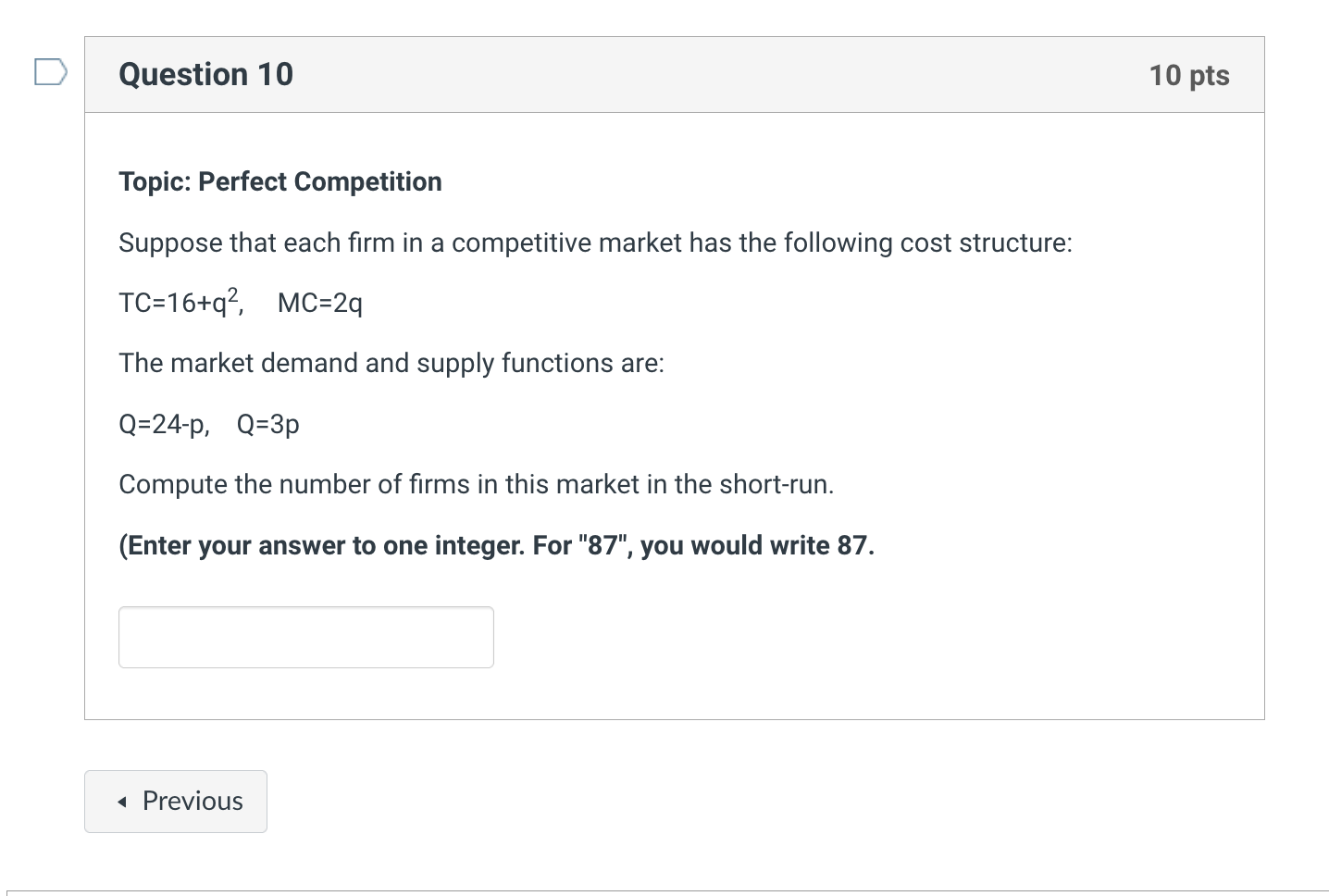 Solved Topic: Perfect Competition Suppose that each firm in | Chegg.com