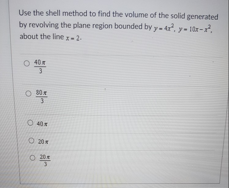 Solved Use the shell method to set up and evaluate the | Chegg.com