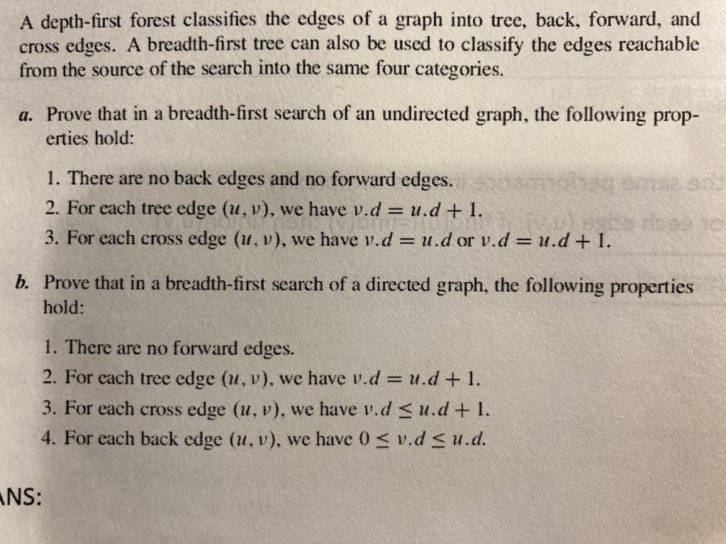 Solved A depth-first forest classifies the edges of a graph | Chegg.com