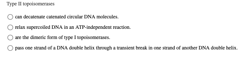 Solved Type II topoisomerases O can decatenate catenated | Chegg.com