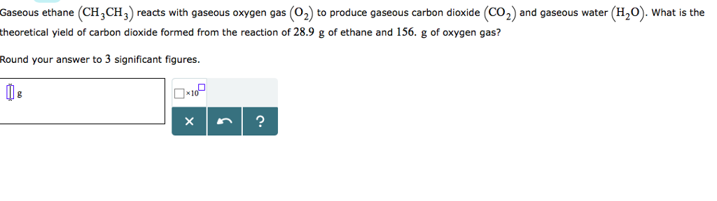 Gaseous Ethane Reacts With Gaseous Oxygen