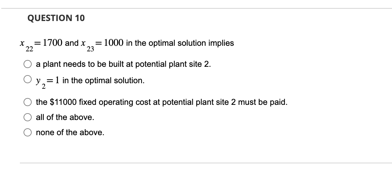Solved The constraint for the potential plant site 2 can be | Chegg.com