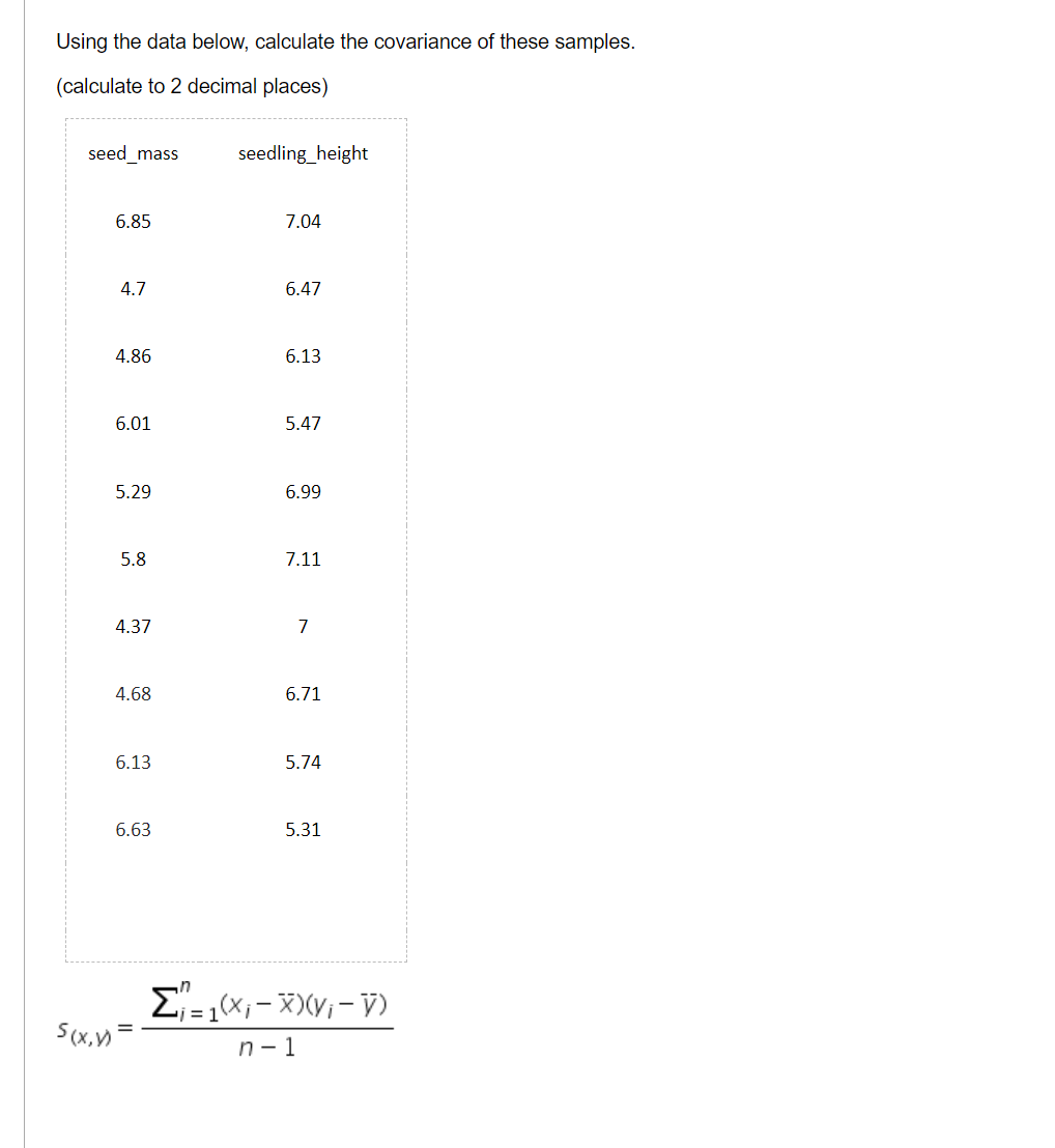 Using the data below, calculate the covariance of | Chegg.com