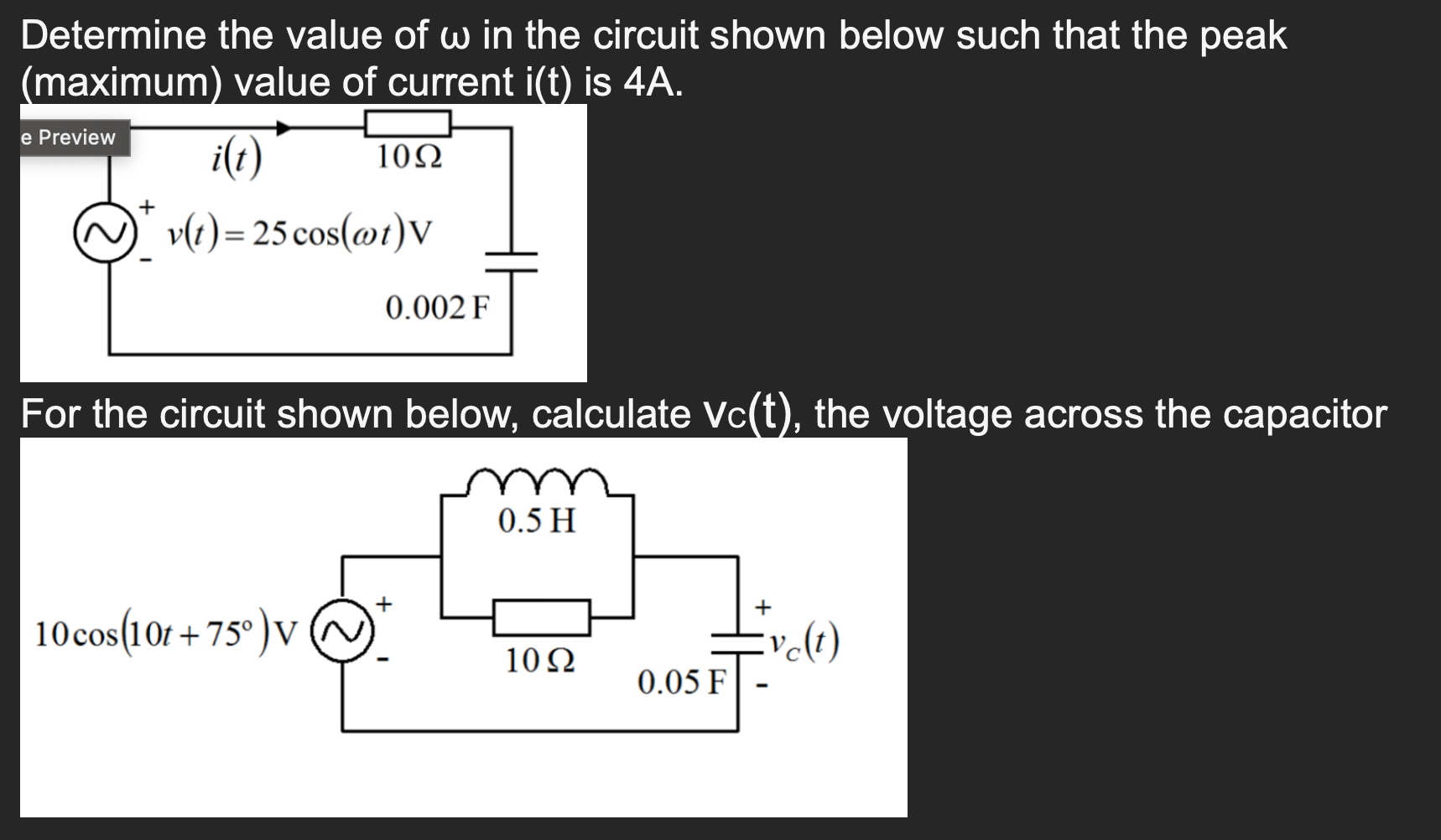 Solved Determine the value of ω in the circuit shown below | Chegg.com
