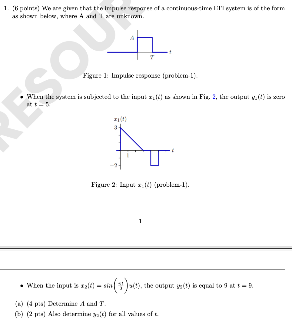 Solved (6 ﻿points) We ﻿are given that the impulse response | Chegg.com