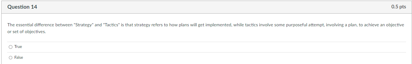Solved or set of objectives. True False | Chegg.com