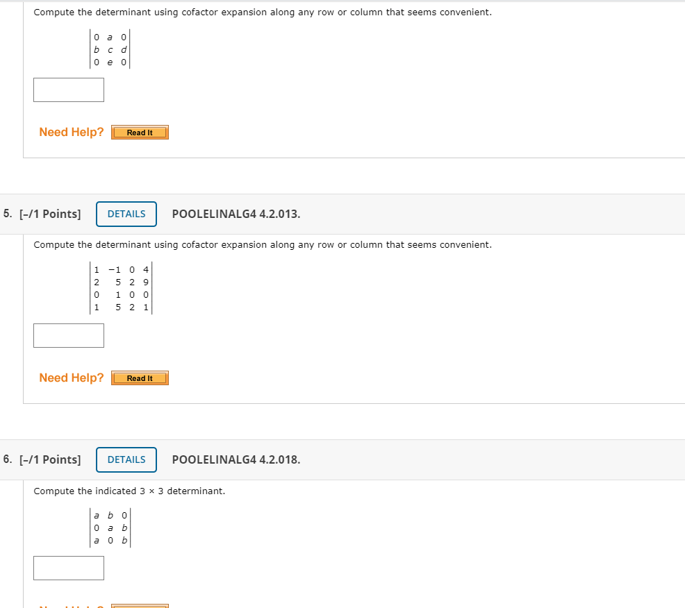 Solved Compute the determinant using cofactor expansion | Chegg.com