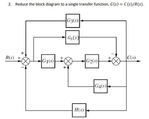 Solved 2. Reduce the block diagram to a single transfer | Chegg.com
