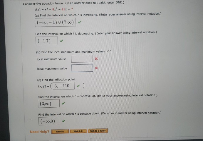 Solved Consider the equation below. (If an answer does not | Chegg.com