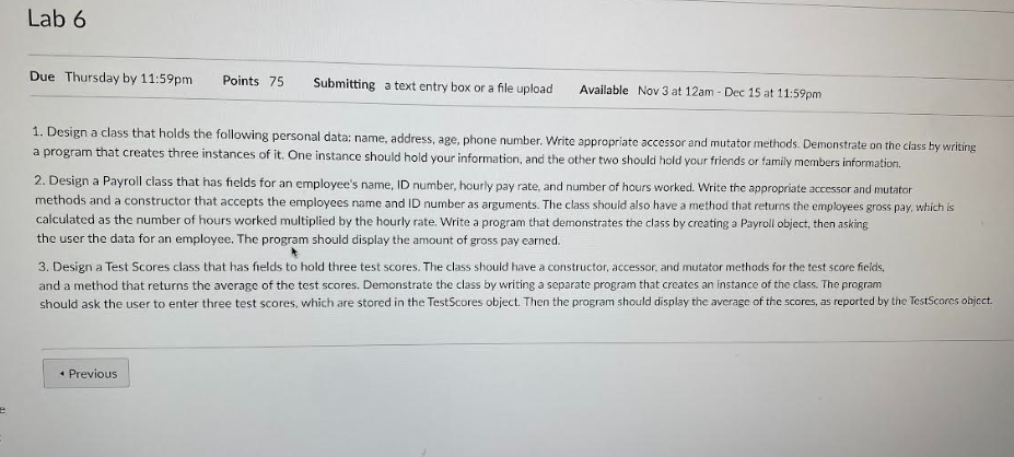 Solved 1. Design a class that holds the following personal | Chegg.com
