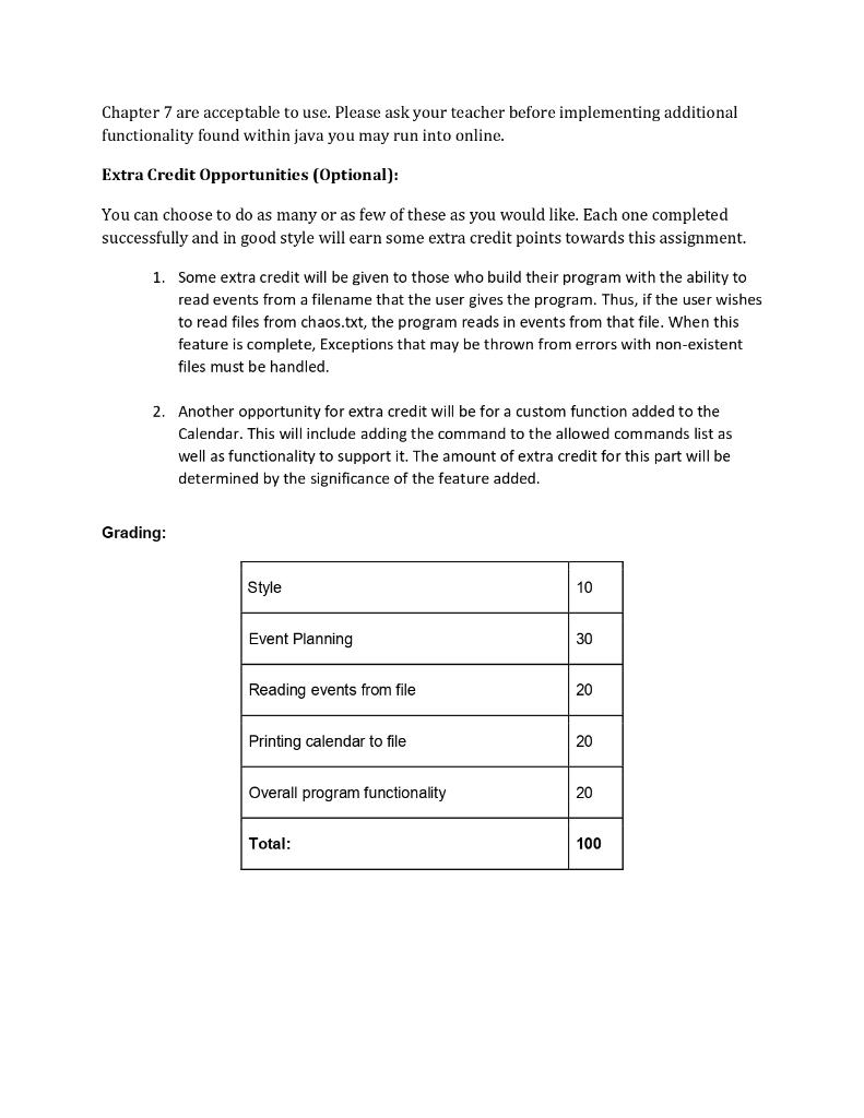 Solved Calendar Assignment- Part 3 Simple Scheduling CS 140 | Chegg.com